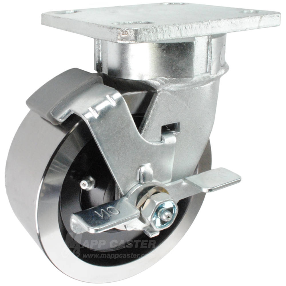 5" x 2" Forged Steel Wheel Kingpinless Swivel Brake Caster – Steel ...
