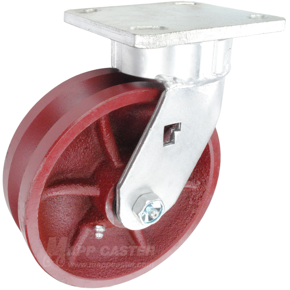 6" x 2" Ductile Steel V-Groove Wheel Kingpinless Swivel Caster – Steel ...