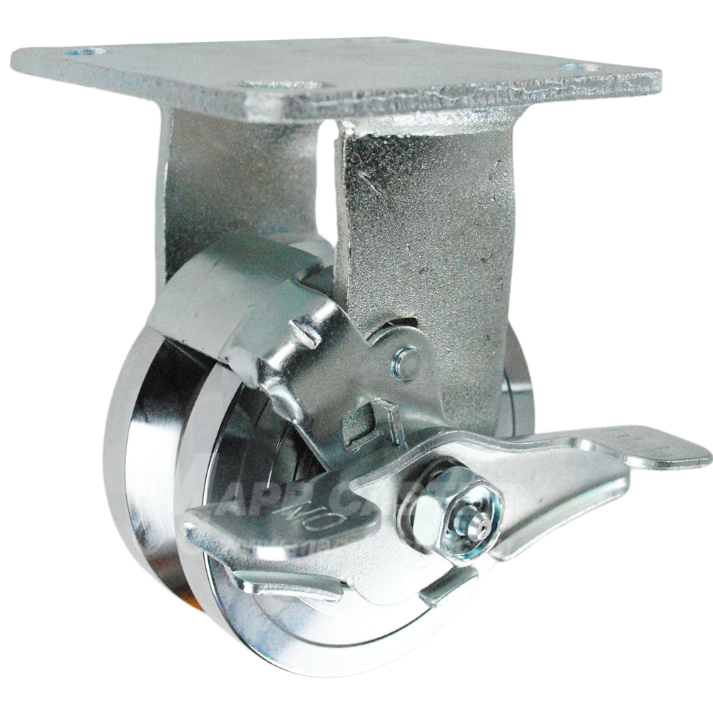 4" x 2" Solid Steel V-Groove Wheel P50 Rigid Caster - 2000 Lbs Cap ...